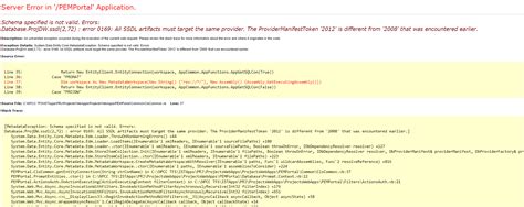 C After Updating My Entity Framework I Get An Error Schema
