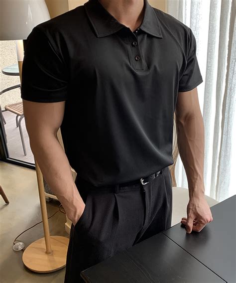 남자친구 선물 몸좋아보이는 무지 머슬핏 카라 반팔 2color 운동복 여름 흰티 트레이닝 커플룩 커플 남친룩 빅사이즈 반팔티 카라티 짐웨어 남자옷 남성 남자 남친 올블랙