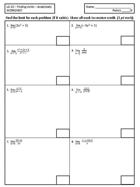 Finding Limits Analytically Worksheet By Faith And Formulas Tpt