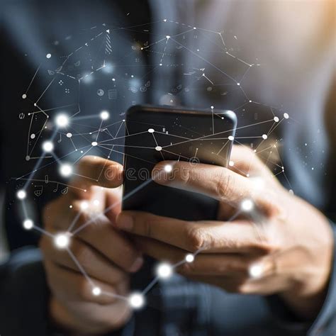 businessman using mobile phone connecting digital web social network