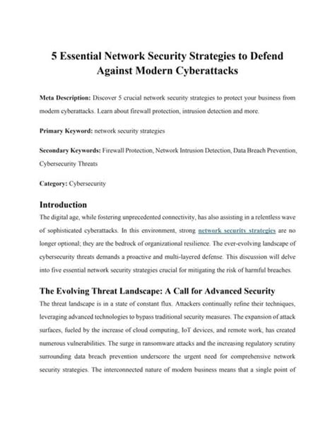 5 Essential Network Security Strategies To Defend Against Modern Cyberattacks Pdf
