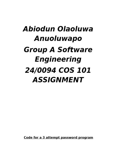 Cos 101 Assignment 2 Pdf