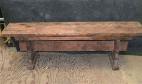 trestle bench set differing lengths and colors