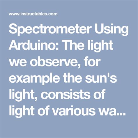 Spectrometer Using Arduino Arduino Spectrometers Light