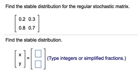 Solved Find The Stable Distribution For The Regular Chegg