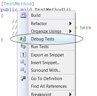 Visual Studio Debug Tests From Context Menu David Kirk