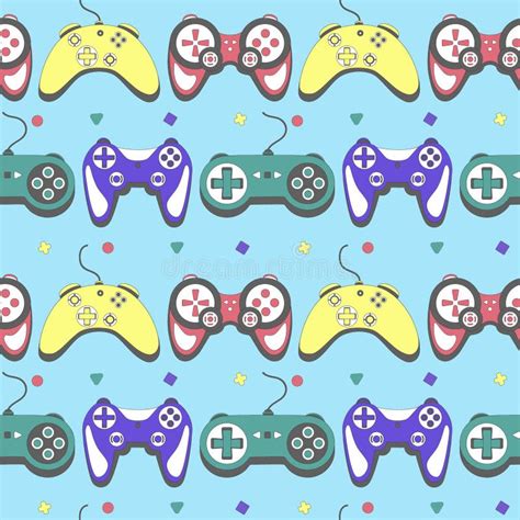Seamless Pattern Gamepad In Retro Style Game Controller Vector Illustration Stock Vector