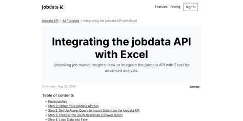 Integrating the jobdata API with Excel | jobdataapi.com