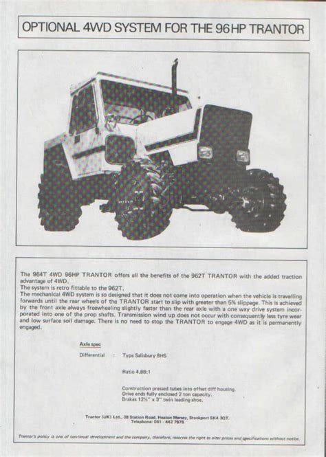 Trantor Tractor Optional 4wd System For The 96hp Trantor Brochure