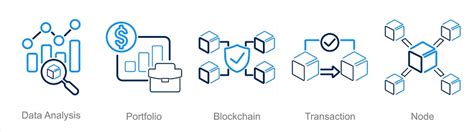 A Set Of 5 Blockchain Icons As Data Analysis Portfolio Blockchain Stock