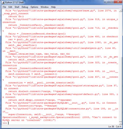 Unable To Connect With Mysql From Python 27 Unable To Connect To