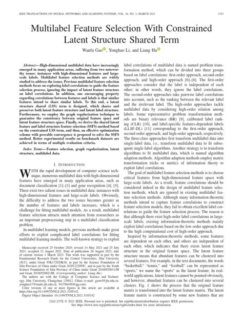 Multilabel Feature Selection With Constrained Latent Structure Shared Term Pdf Matrix