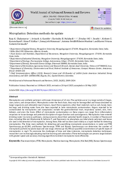 Pdf Microplastics Detection Methods An Update