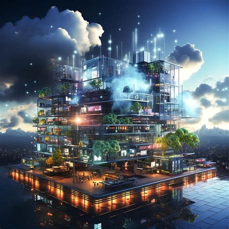 Premium Ai Image A Conceptual Illustration Depicting Cloud Networking Automation Ai Cloud