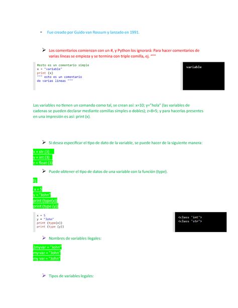 Apuntes Python Fue Creado Por Guido Van Rossum Y Lanzado En 1991 Los Comentarios Comienzan