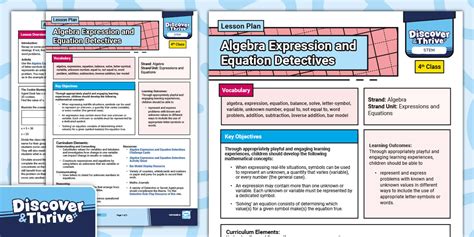 Algebra Equation And Expression Detectives Lesson Plan