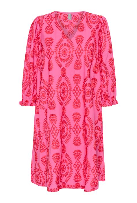 Cutia Kjole Med Broderi I Fuchsia Pink Bomuld