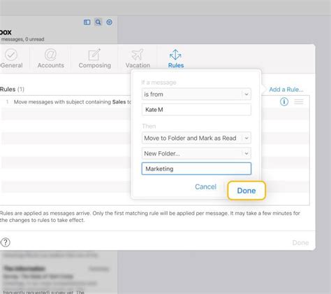 how to apply rules in apple mail to prevent inbox overload