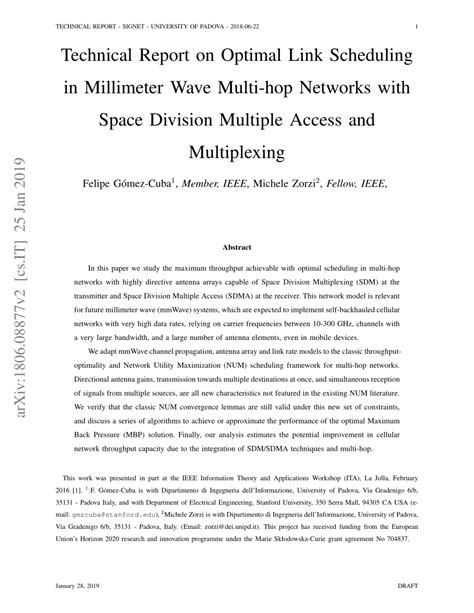 Pdf Technical Report On Optimal Link Scheduling In Millimeter Wave