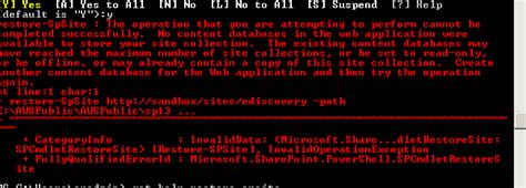 Restore Spsite The Operation That You Are Attempting To Perform Cannot Be Completed
