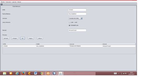 Rika Oktafiani Membuat Form Data Mahasiswa Java Netbeans Koneksi