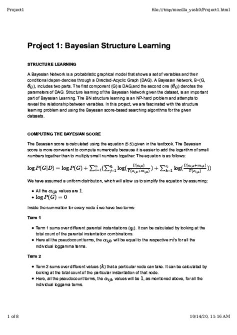Pdf Project 1 Bayesian Structure Learning Structure Learning Yash Gaur