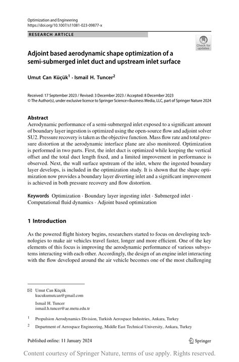 Adjoint Based Aerodynamic Shape Optimization Of A Semi Submerged Inlet Duct And Upstream Inlet