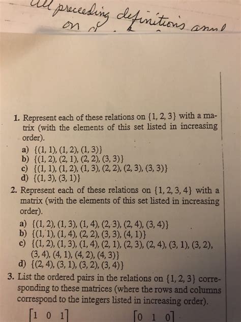 Solved 1 Represent Each Of These Relations On 1 2 3