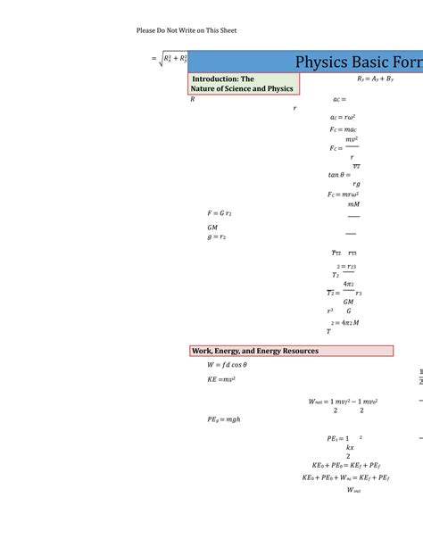 SOLUTION Physics Basic Formulas Studypool