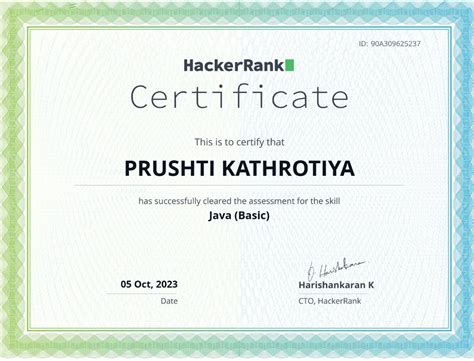 prushti kathrotiya on linkedin java hackerrank certification codingjourney neverstoplearning