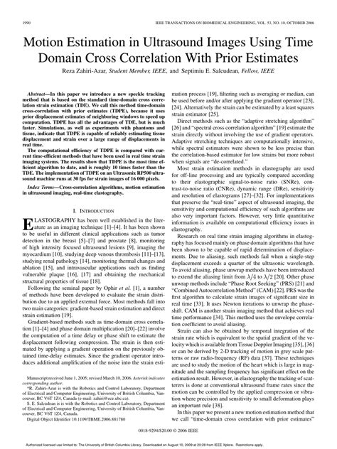 pdf motion estimation in ultrasound images using time domain cross