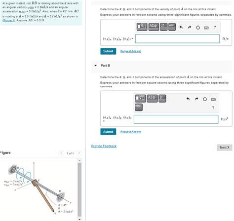 Solved At A Given Instant Rod Bd Is Rotating About The X