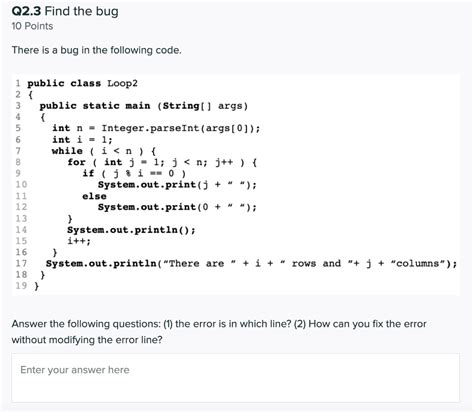 Solved Q Find The Bug Answer The Following Questions Chegg