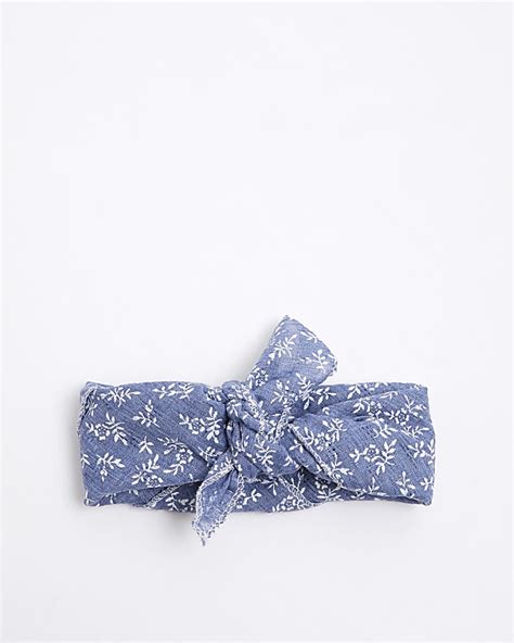 Girls Blue Bandana Headband River Island
