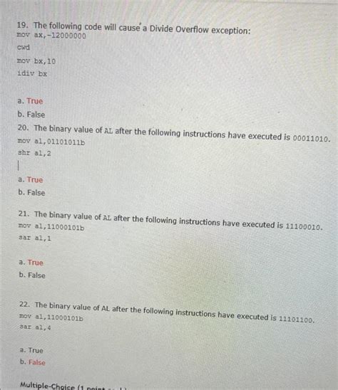 Solved 19 The Following Code Will Cause A Divide Overflow