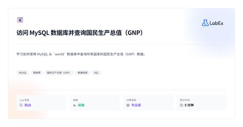 访问 Mysql 数据库并查询国民生产总值（gnp） Labex