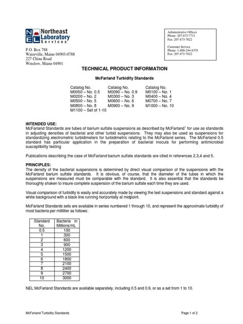 Mcfarland Turbidity Standards Pdf Medical Specialties Microbiology