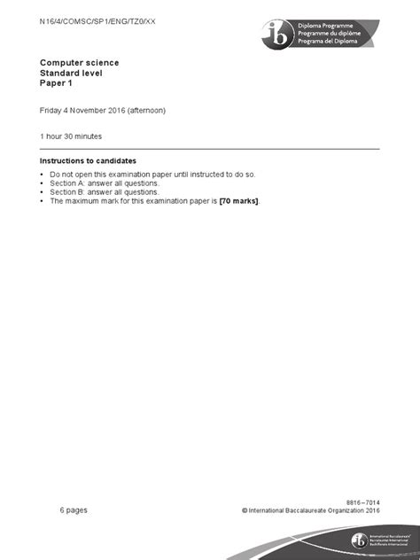 Computer Science Paper 1 Sl Pdf Point Of Sale Programming Language