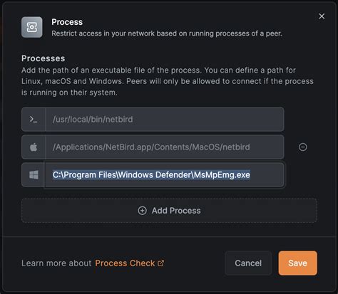 limit network access based on running applications