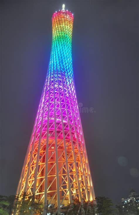 Night View Of Canton Guangzhou Tower China Editorial Image Image Of
