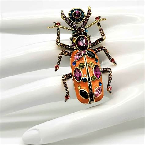 Heidi Daus Jewelry Heidi Daus Multicolor Swarovski Crystal And Enamel Bug Statement Two