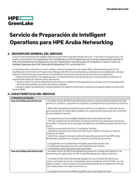 Hpe Aruba Networking Intelligent Operations Readiness Service