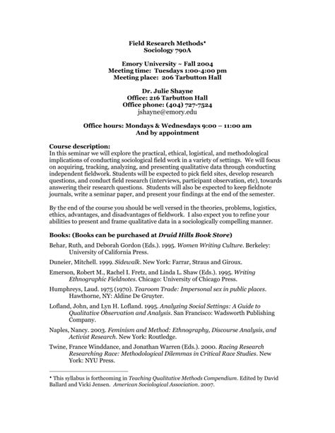 Field Research Methods