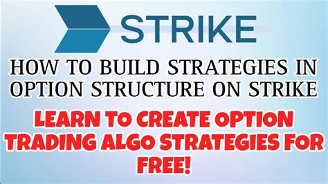 How To Build An Intraday Option Trading Algo Strategy In Strike Youtube