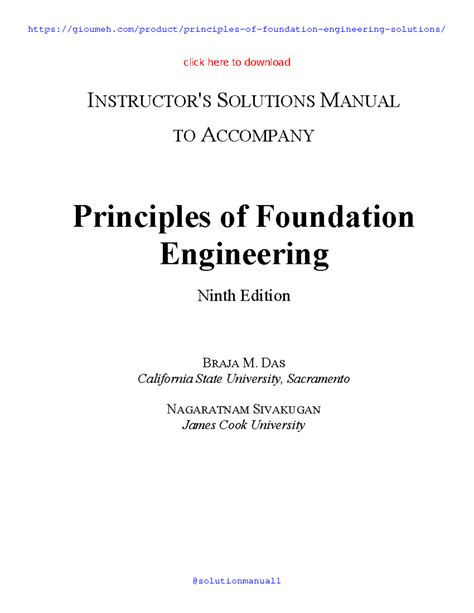 Principles Of Foundation Engineering 9th Si Edition Solution Manual