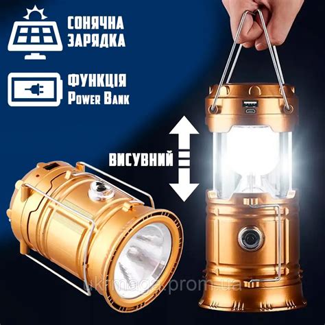 Мощный Кемпинговый Фонарь LED Лампа на Солнечной Батарее Переносная с ...