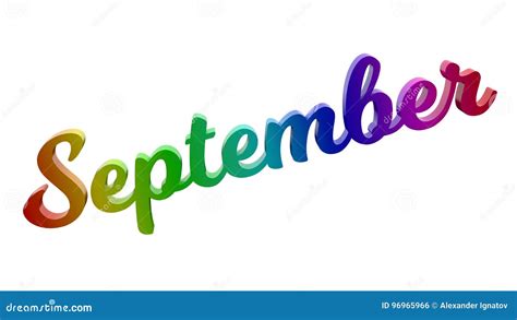 Letras Caligráficas Del Título De Texto Del Mes De Septiembre 3d