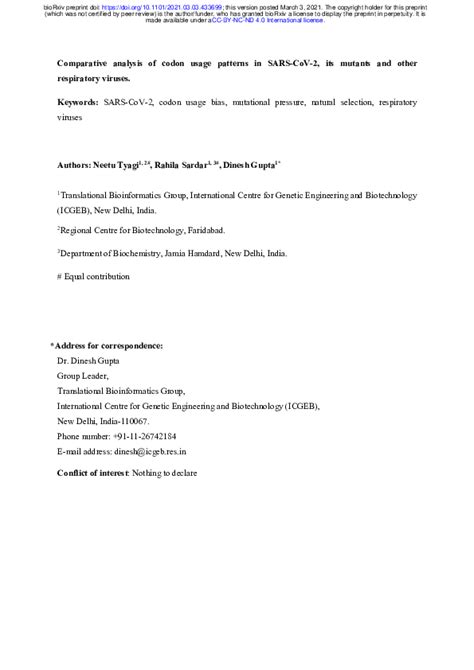 Pdf Comparative Analysis Of Codon Usage Patterns In Sars Cov 2 Its