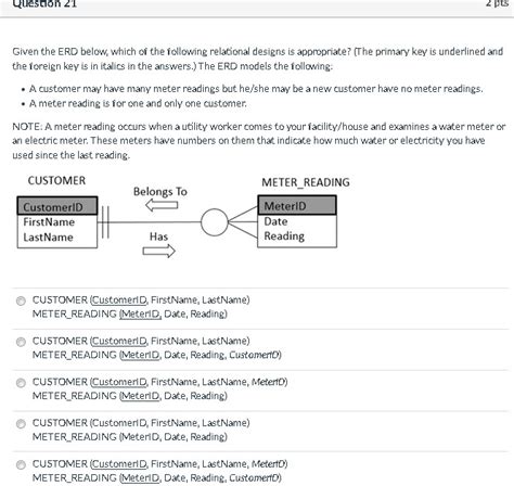 Solved Pts Question Given The ERD Below Which Of The Chegg