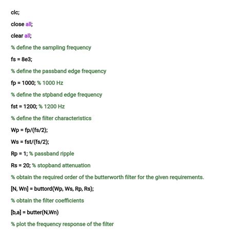 Solved Start By Designing A Low Pass Filter Using Matlab With The